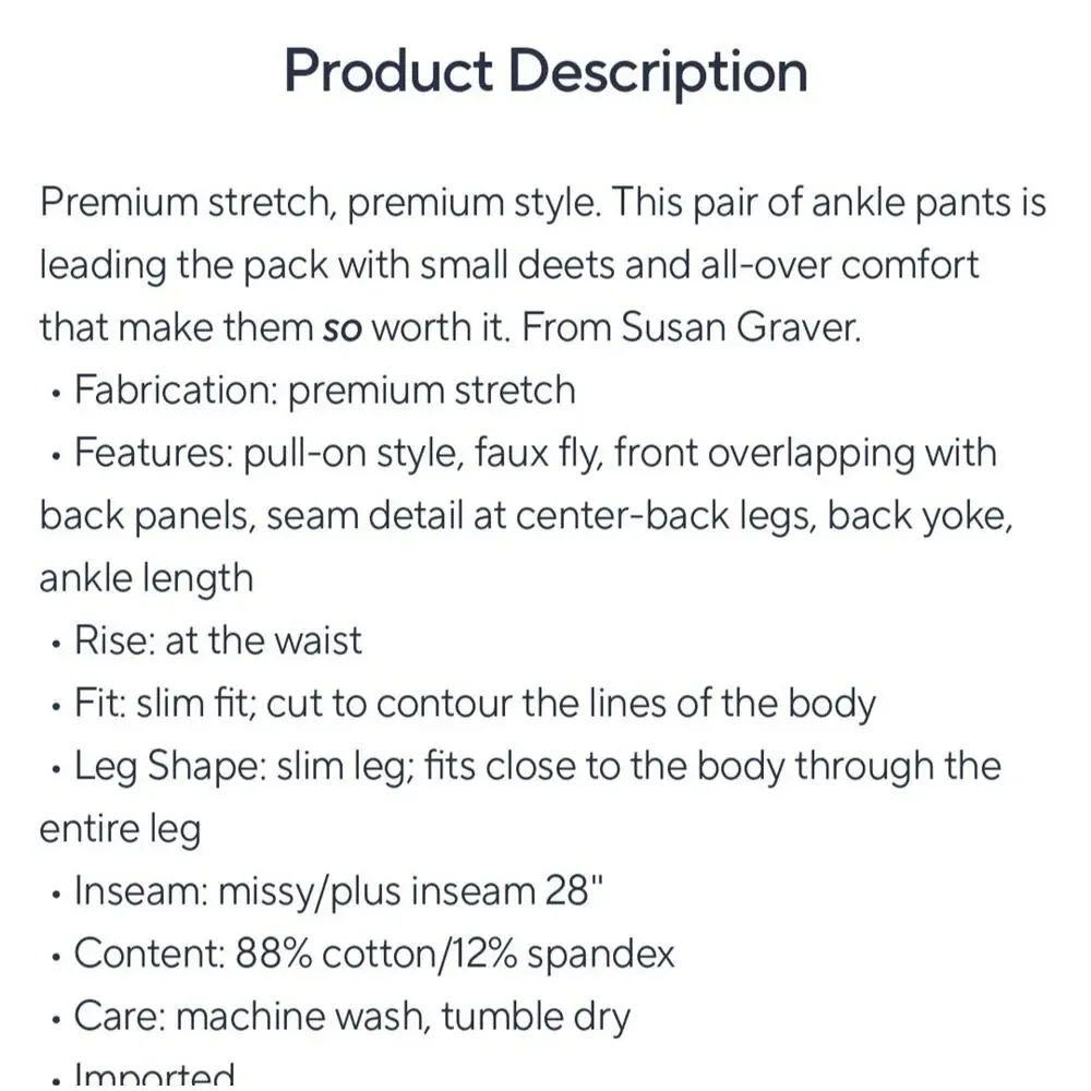 Susan Graver | Pants & Jumpsuits | Susan Graver Large Black Premium ...